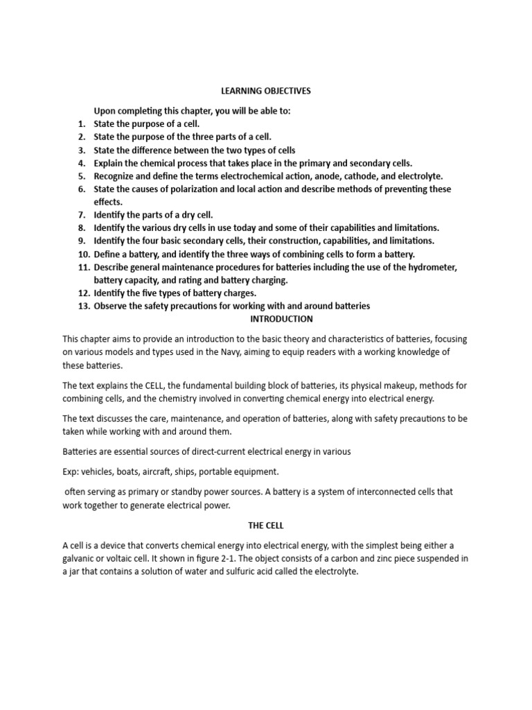 summary-in-basic-EE-batteries-1 | PDF | Electrode | Anode