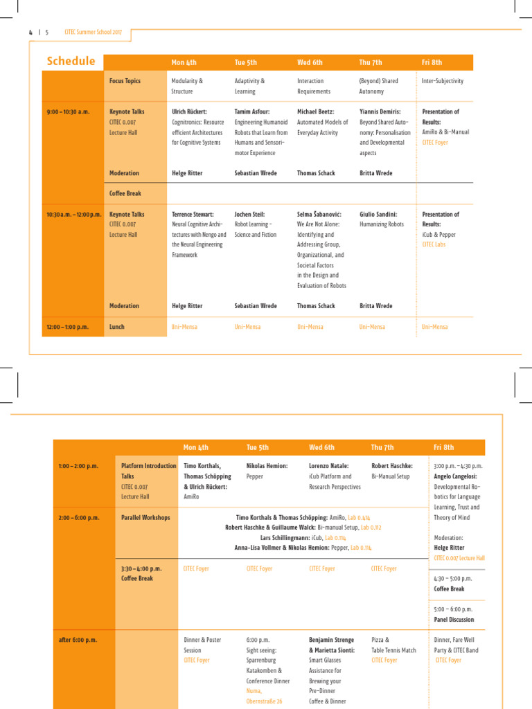 CITEC SummerSchool2017 Schedule | PDF | Cognitive Science | Cognition