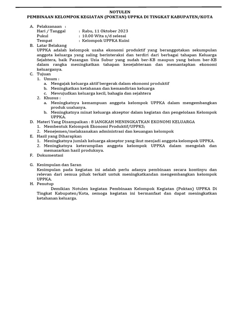 Notulen PEMBINAAN UPPKA | PDF