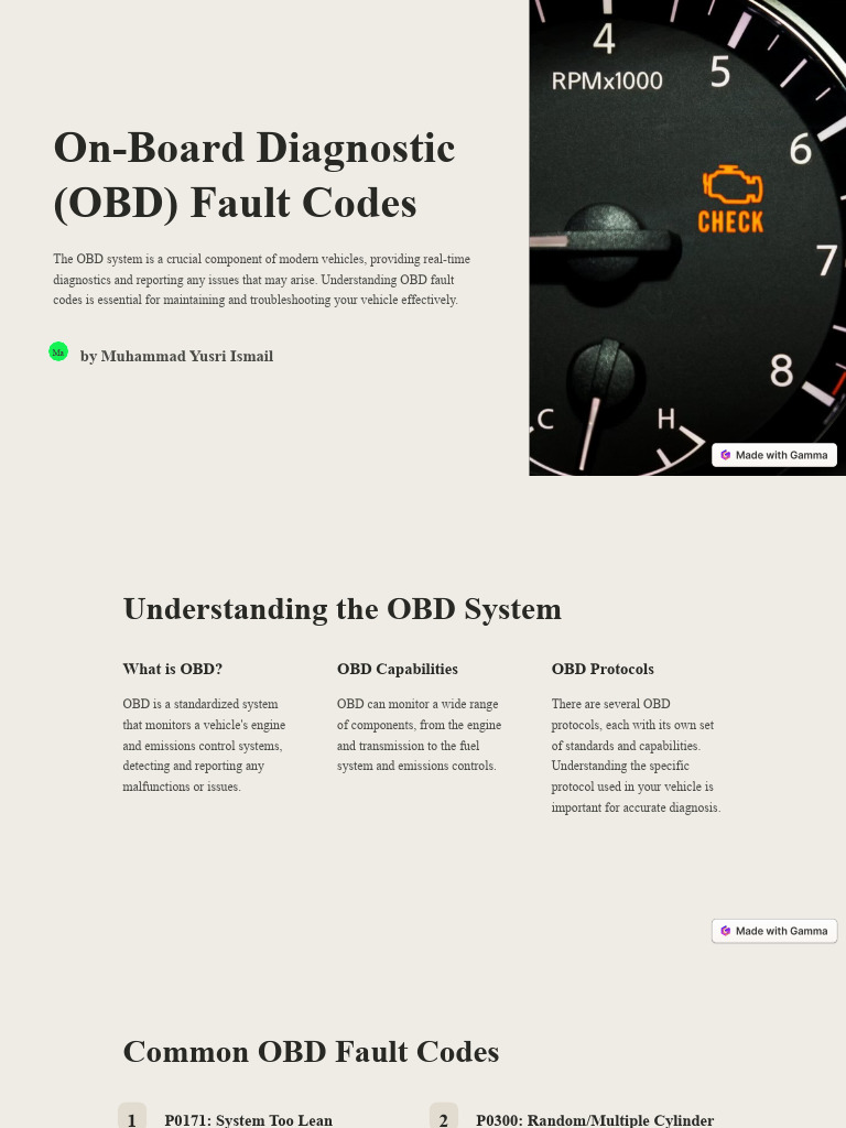 On Board Diagnostic OBD Fault Codes | PDF | Engineering | Vehicle Technology