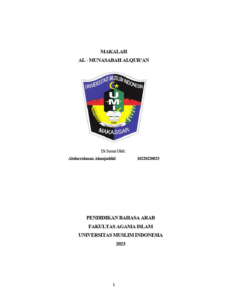 Munasabah Al-Qur'an: Definisi dan Jenis | PDF
