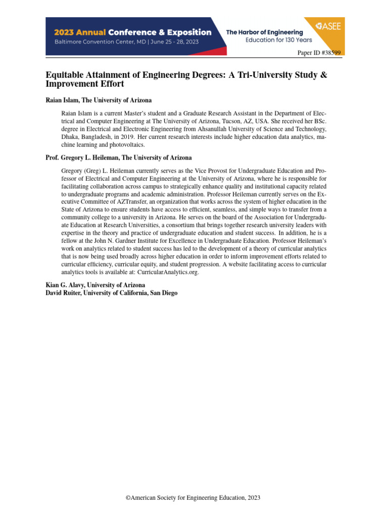Equitable Attainment of Engineering Degrees A Tri University Study Improvement Effort | PDF ...