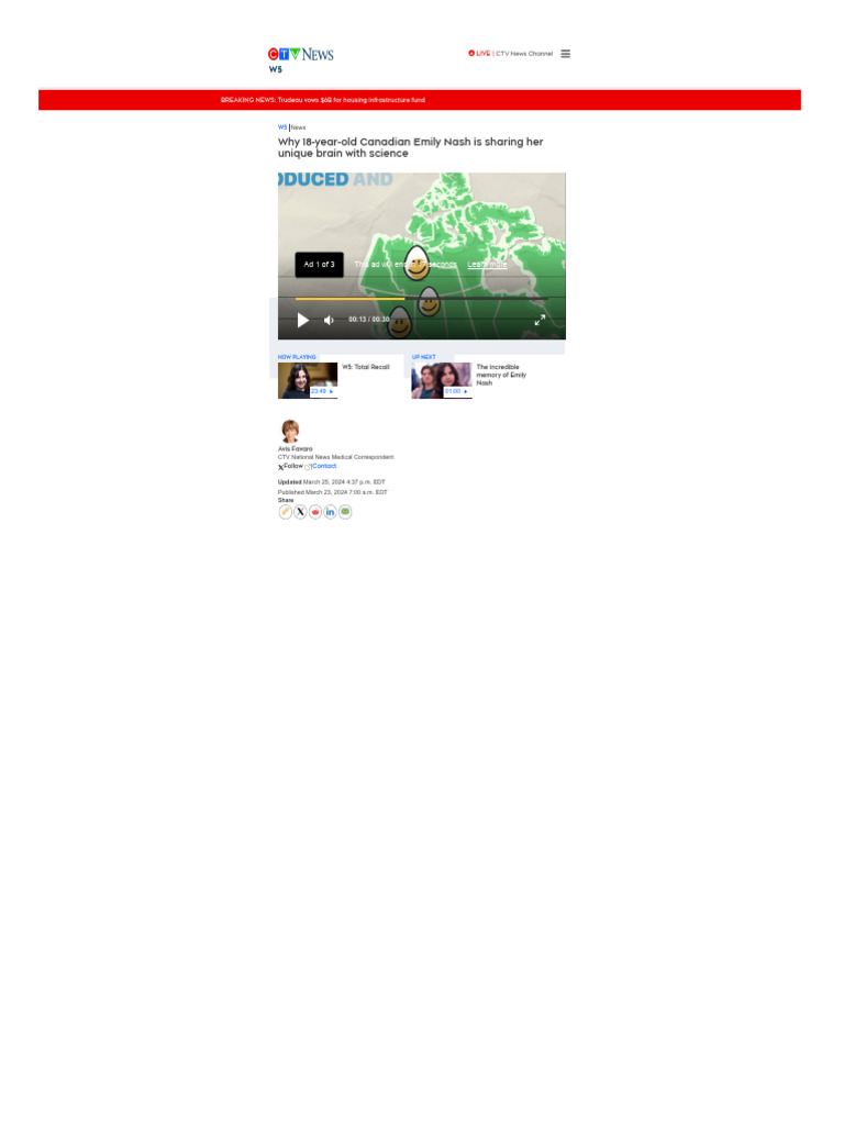 Emily Nash Memory - 18-Year-Old Canadian's Extraordinary Brain - CTV ...