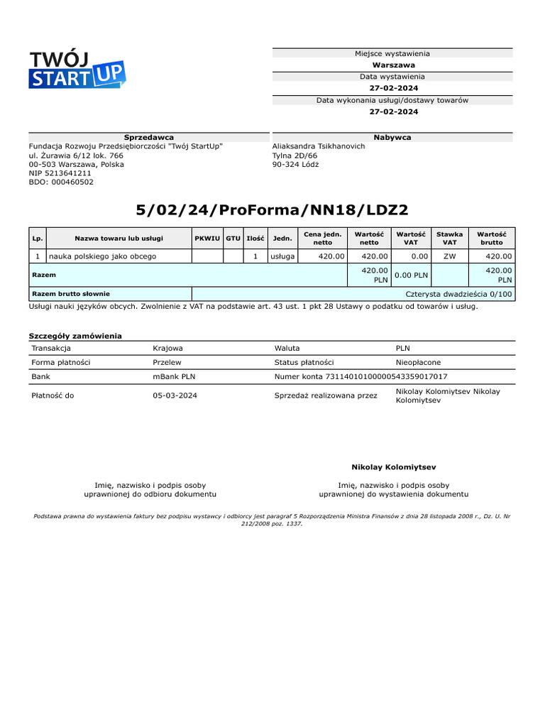 5 02 24 ProForma NN18 LDZ2 | PDF
