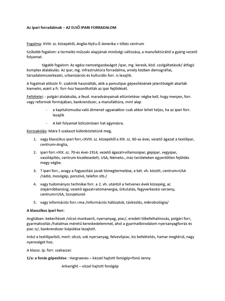 Az Ipari Forradalmak | PDF