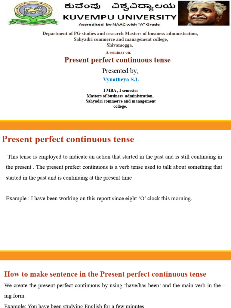 Present Perfect Continous Tense-1 | PDF | Grammatical Tense | Linguistics