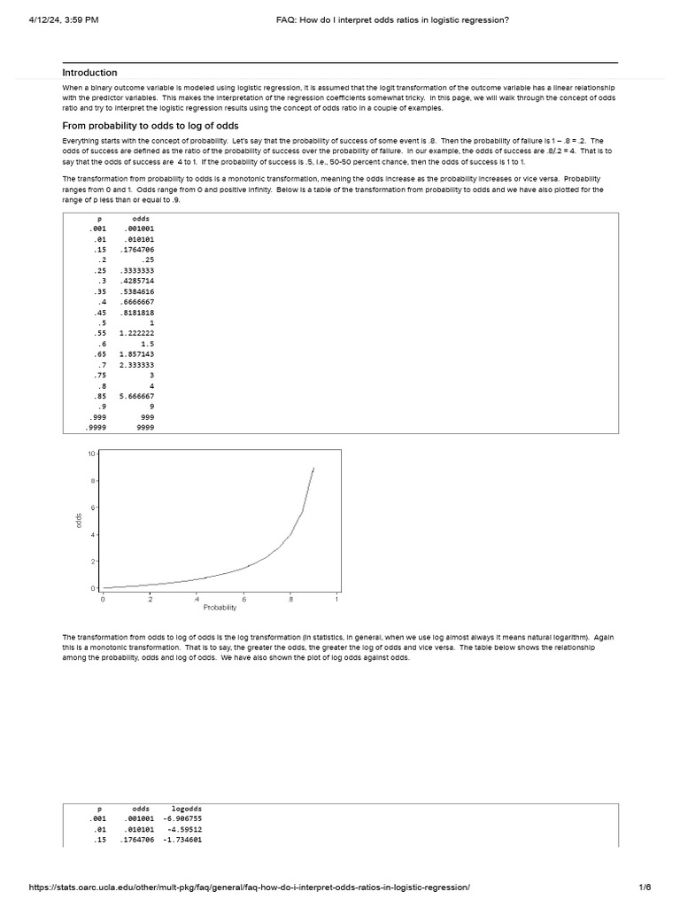 FAQ - How Do I Interpret Odds Ratios in Logistic Regression | PDF ...