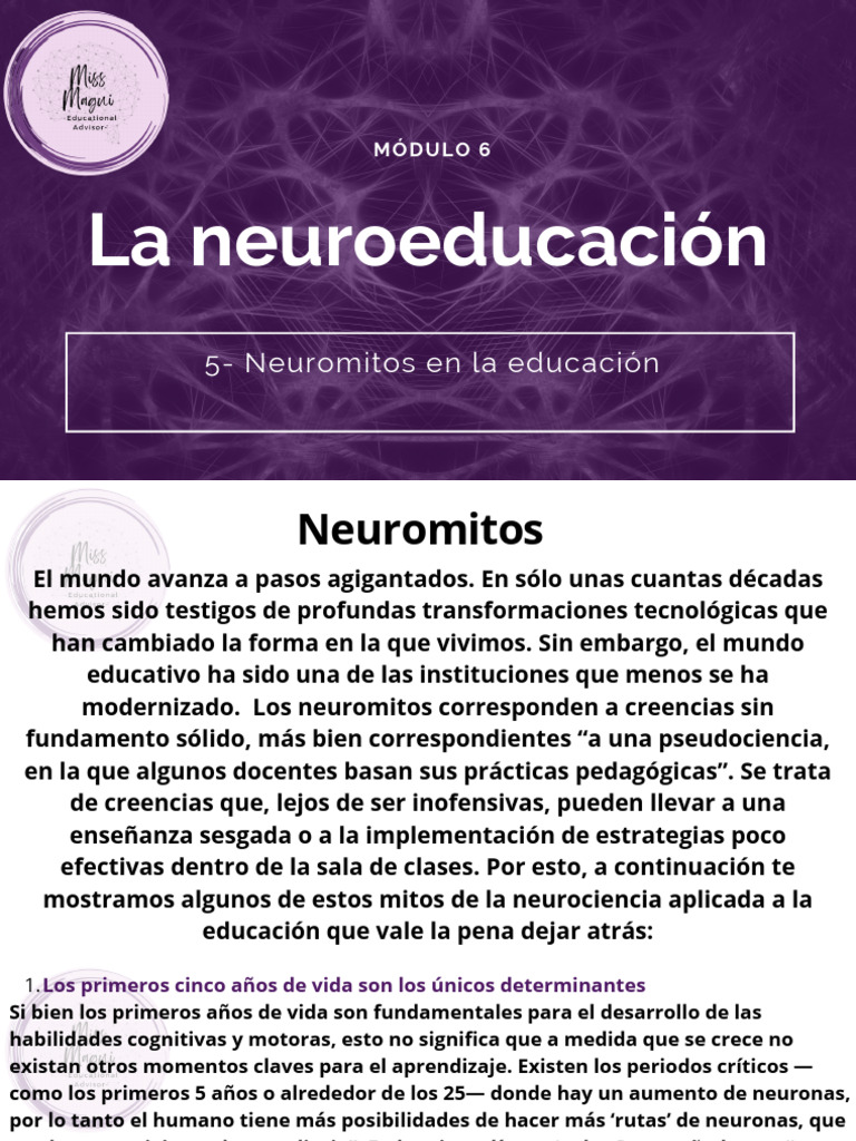 6.5 Neuromitos en La Educación | PDF | Aprendizaje | Cerebro