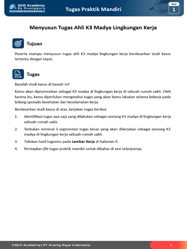 TPM 1 Tugas Ahli K3 Madya - Alip Santo | PDF