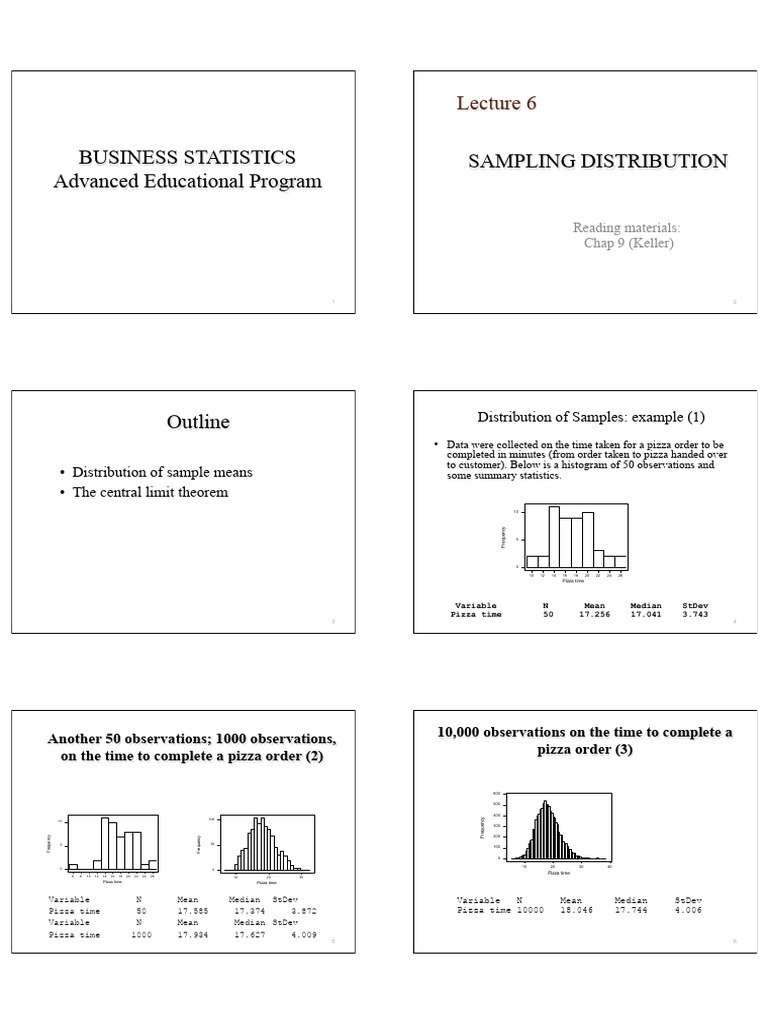 Lecture 5 - Sampling Distribution | PDF | Standard Deviation | Median