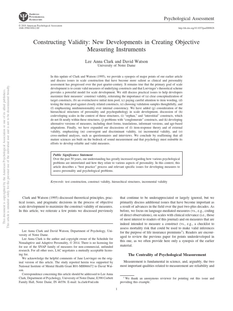 Constructing Validity | PDF | Validity (Statistics) | Behavioural Sciences