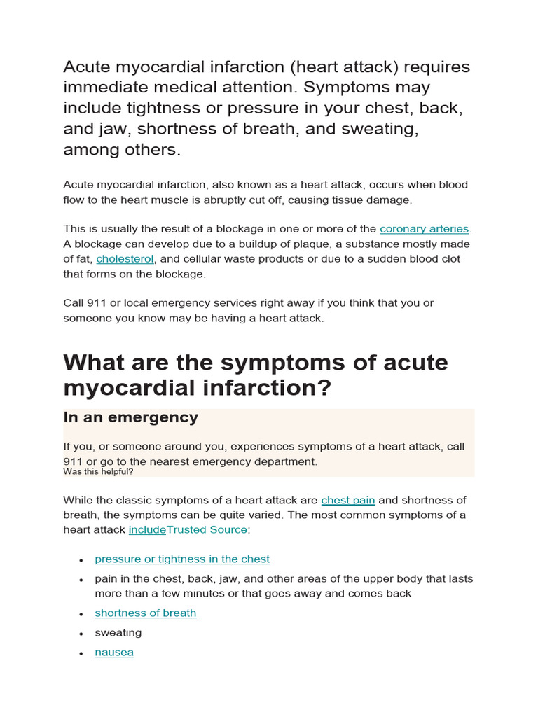 Acute Myocardial Infarction | PDF | Myocardial Infarction | Heart