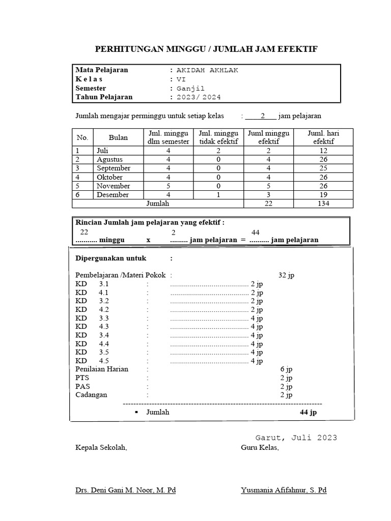 K04-Perhitungan Minggu Efektif | PDF