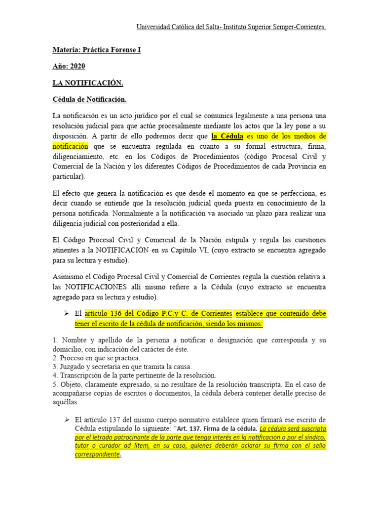 La Notificación - La Cédula | PDF | Ley procesal | Demanda judicial La Notificación - La Cédula | PDF | Ley procesal | Demanda judicial