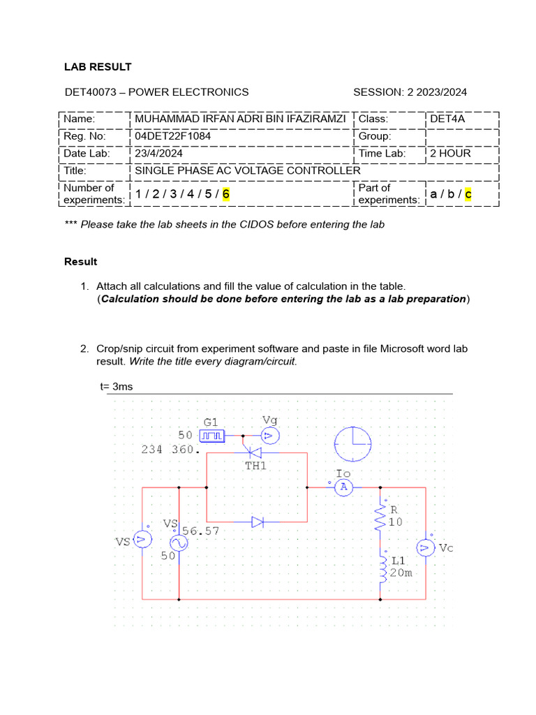 LAB RESULT 6 POWER E | PDF