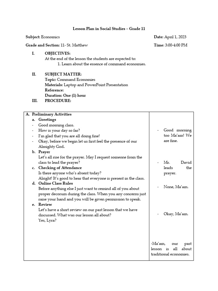 Command Economies Lesson Plan for Grade 11 | PDF | Soviet Union | World ...