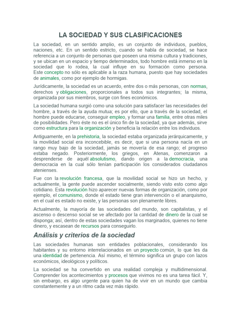 Clasificación de la Sociedad y Tipos | PDF | Sociedad | Estatus social