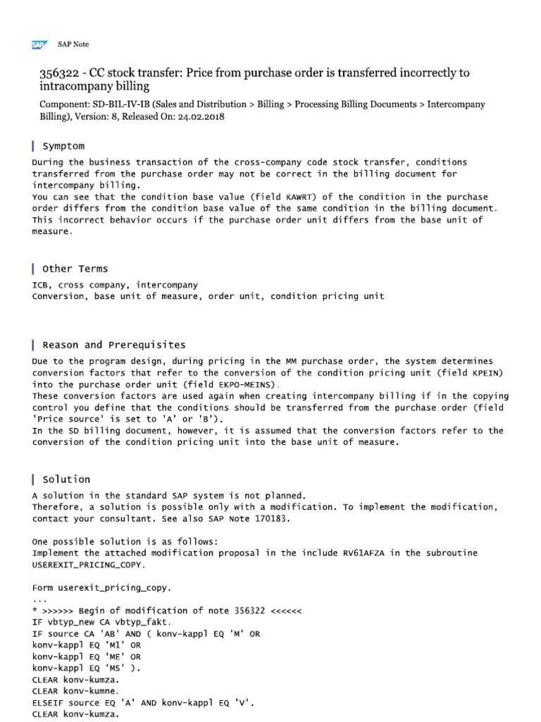CC Stock Transfer Price From Purchase Order | PDF