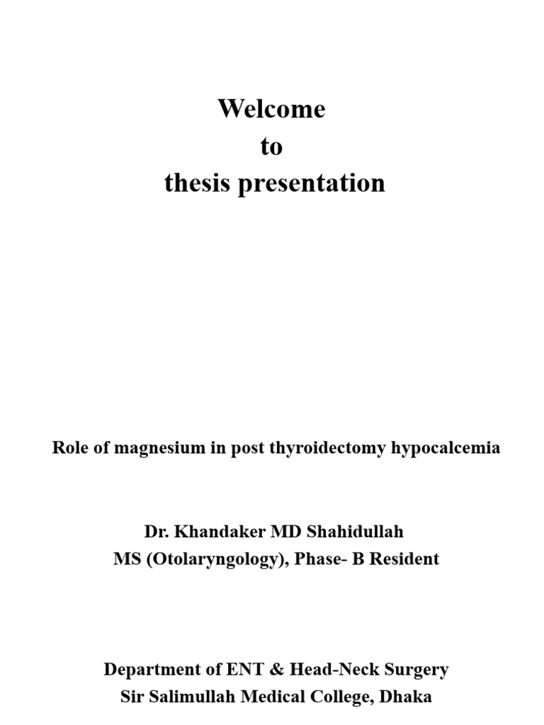 Dr. Shahidullah Presentation | PDF | Parathyroid Gland | Medical ...