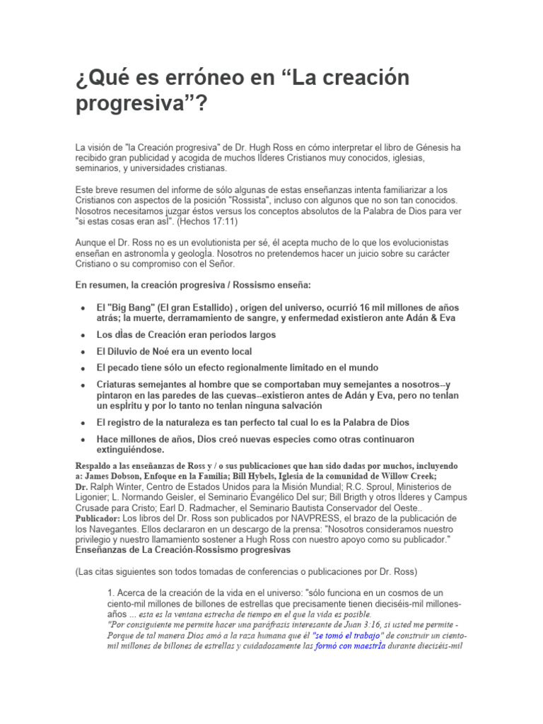 Lo Erróneo de La Creación Progresiva | PDF | Dios | Pecado