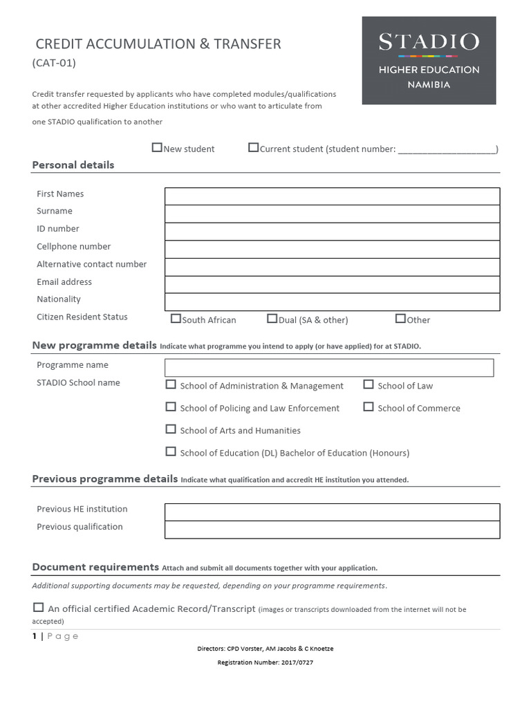 CAT-01 Credit Accumulation - Transfer NAM | PDF | Educational Stages