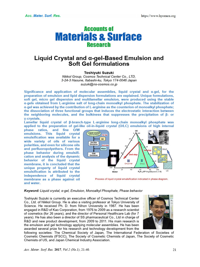 Alpha Gel and Lamelar Crystal | PDF | Emulsion | Liquid Crystal