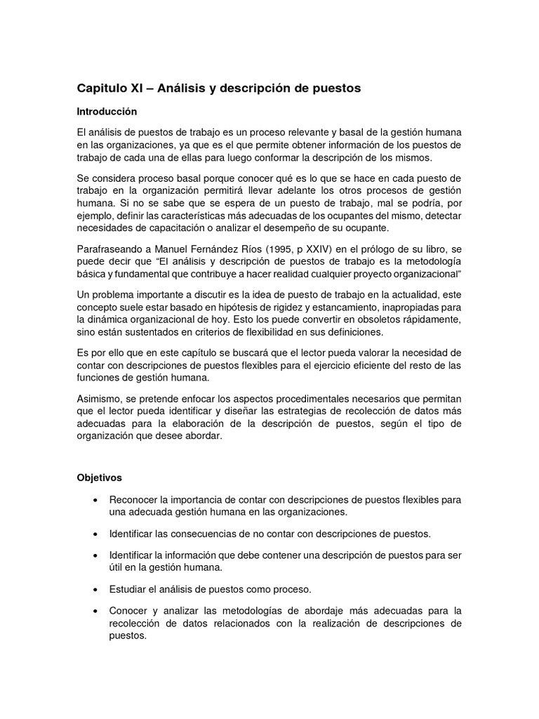 Analisis y Descripcion de Puestos | PDF | Gestión de recursos humanos | Planificación