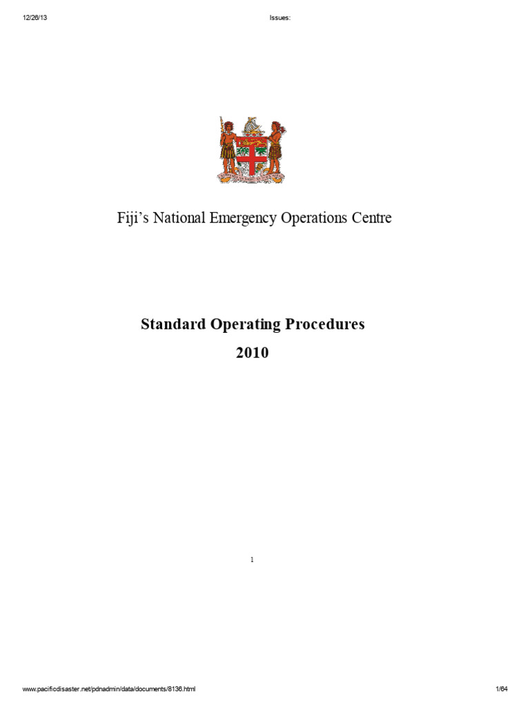 National Emergency Operations Centre Standard Operating Procedures 2010 ...