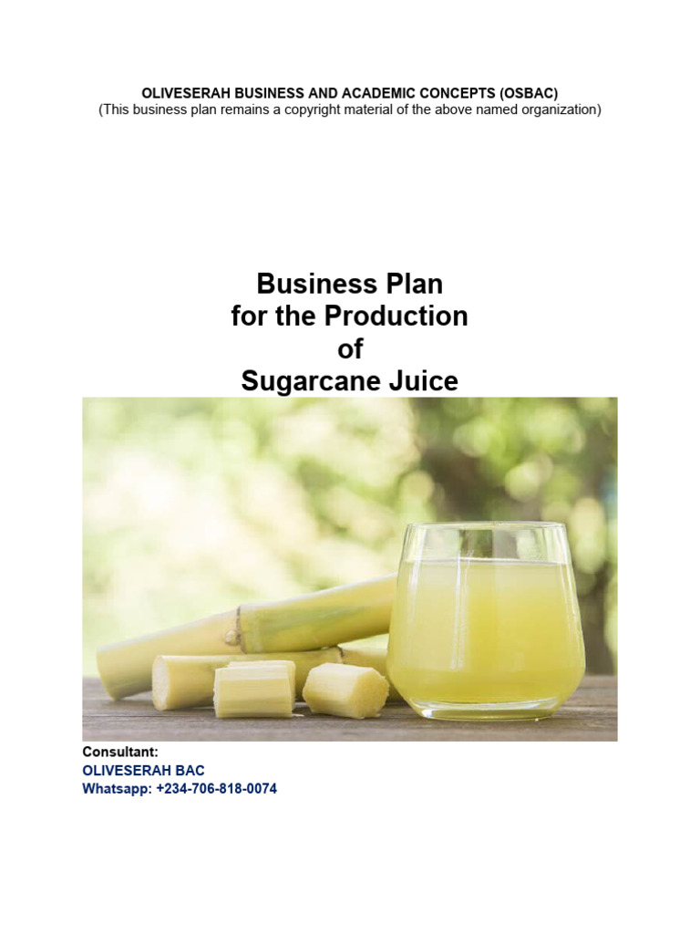 Business Plan For Sugarcane Juice Smooth | PDF