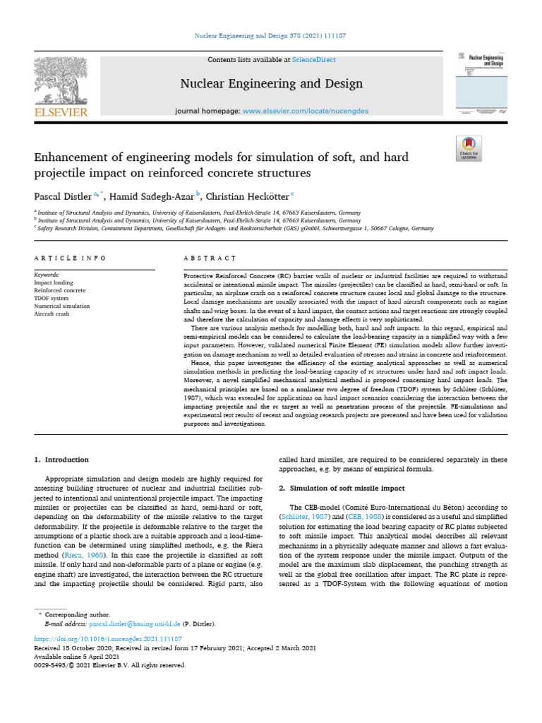 Nuclear Engineering and Design: Pascal Distler, Hamid Sadegh-Azar ...