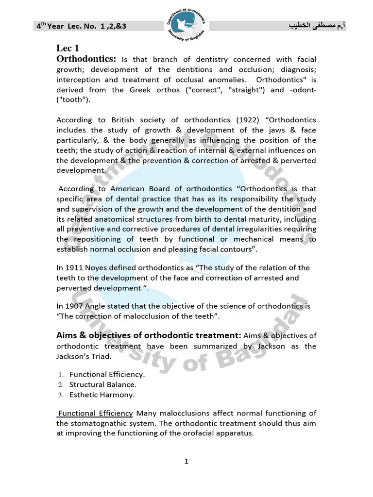 Lectures 12 and 3 | PDF | Orthodontics | Dentistry Branches