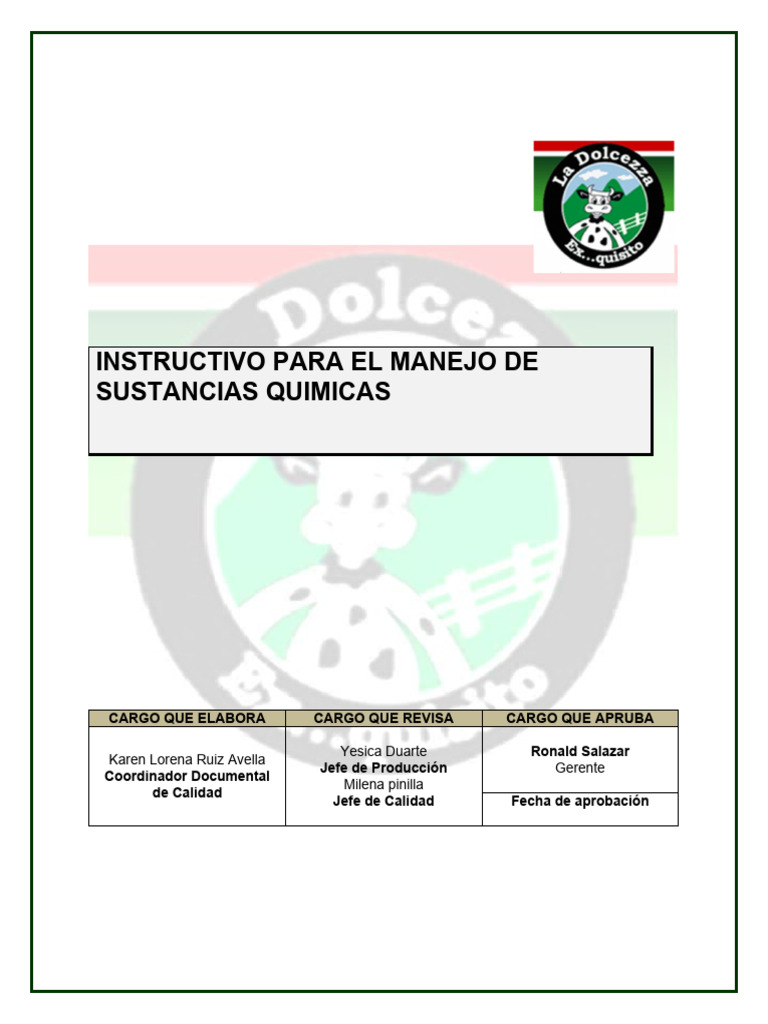 Procedimiento para Manejo de Sustancias Químicas | PDF | Agua | Primeros auxilios