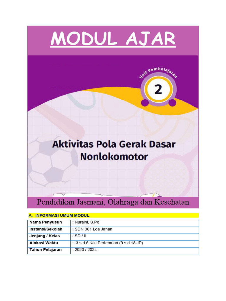 NURA - Kelas 2 Aktivitas Pola Gerak Dasar Lokomotor PPG | PDF | Karier & Perkembangan