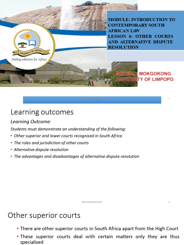 Lesson 6 Other Courts and Adr | PDF | Mediation | Alternative Dispute ...
