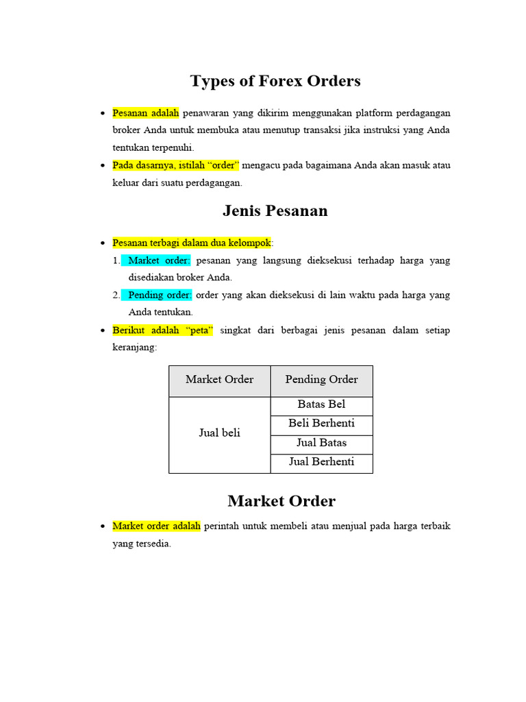Types of Forex Orders | PDF