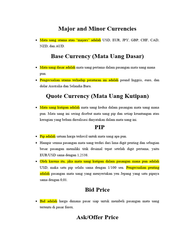Major and Minor Currencies | PDF