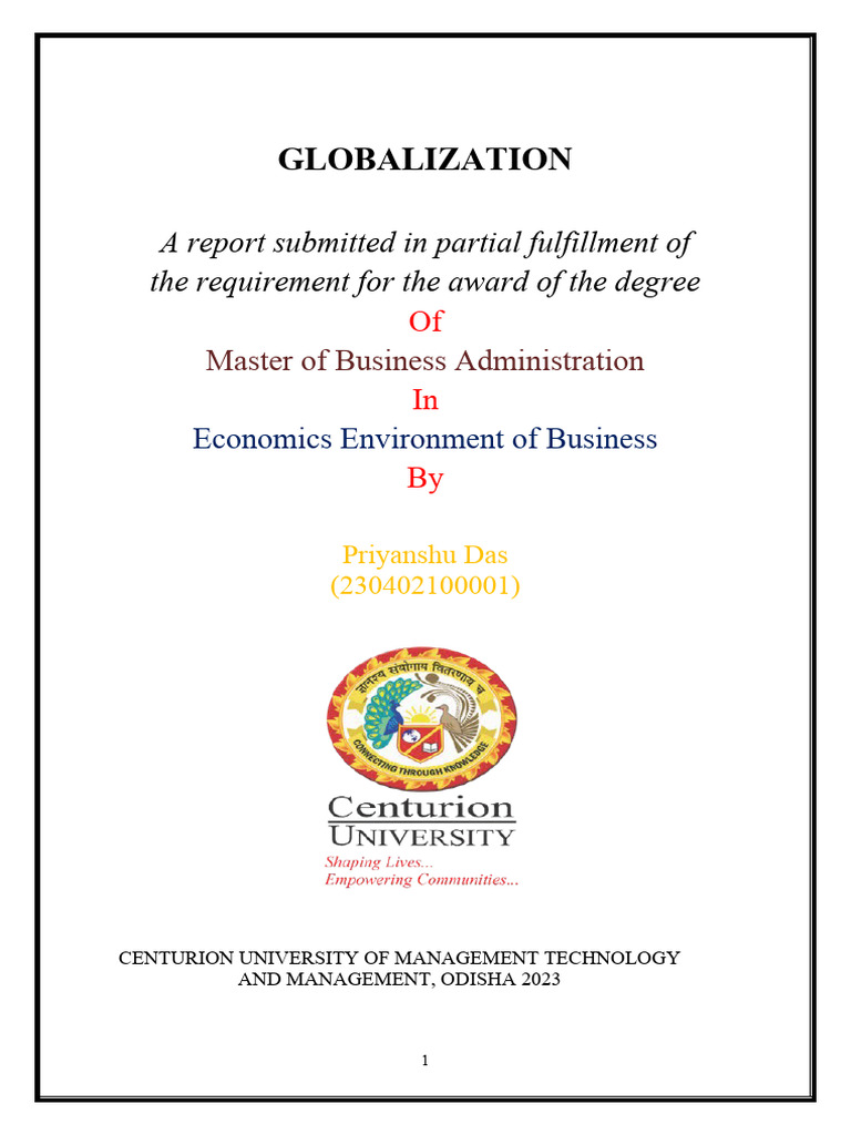 Economics Environment Final Project | PDF | Globalization | Economies