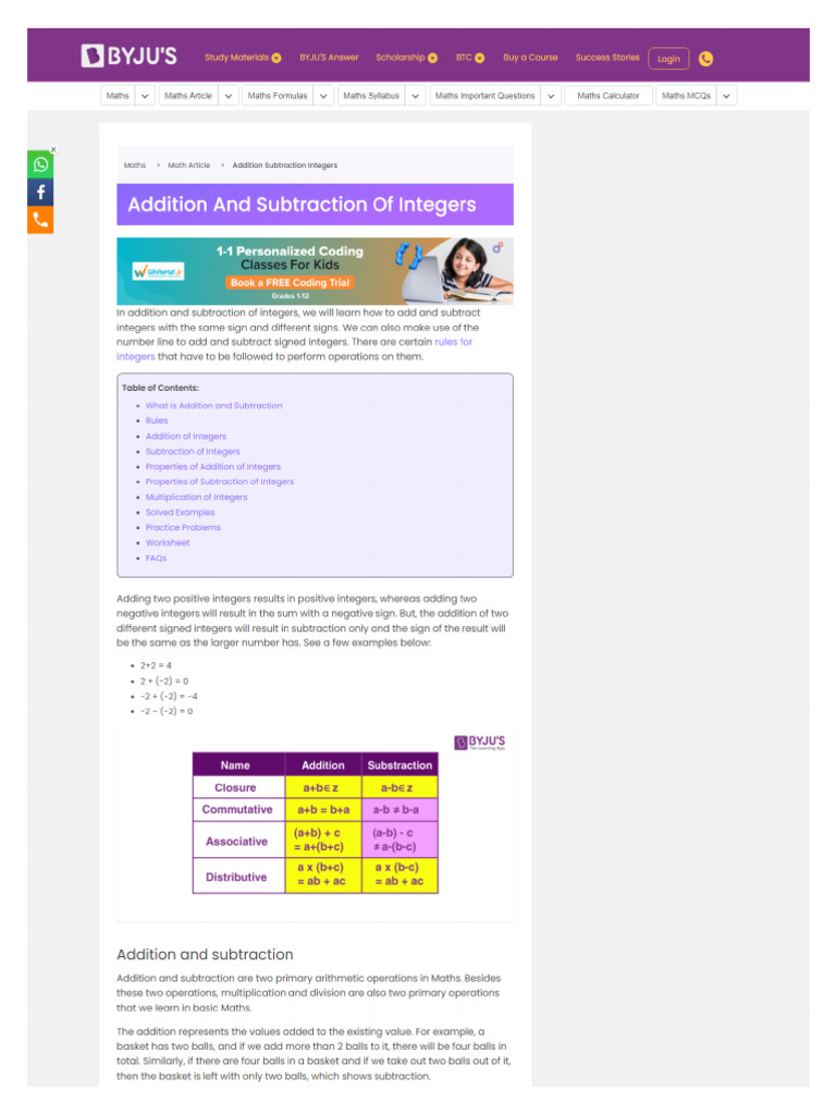 Rules Add and Sub | PDF