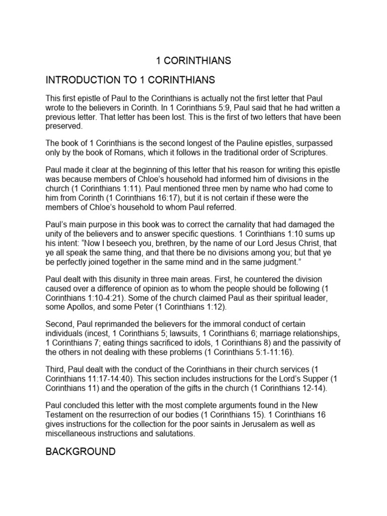 1 Corinthians | PDF | Paul The Apostle | First Epistle To The Corinthians