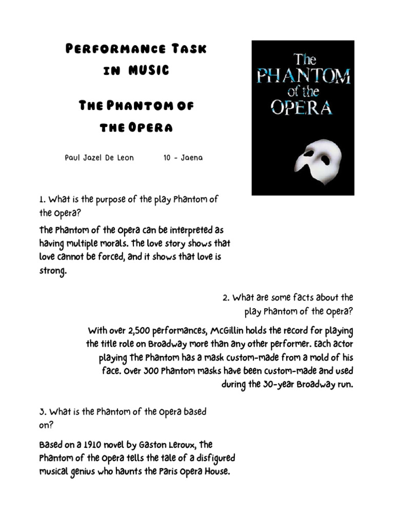 Phantom of the Opera Facts & Insights | PDF | Erik (The Phantom Of The ...