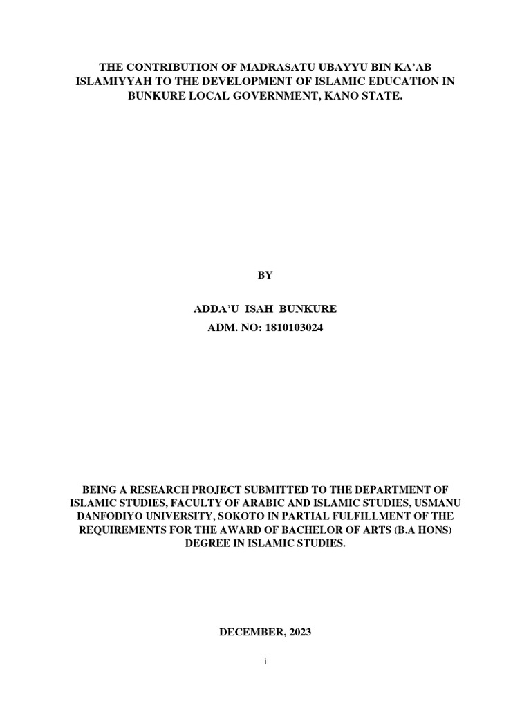 Islamic Education in Bunkure | PDF | Muhammad | Quran