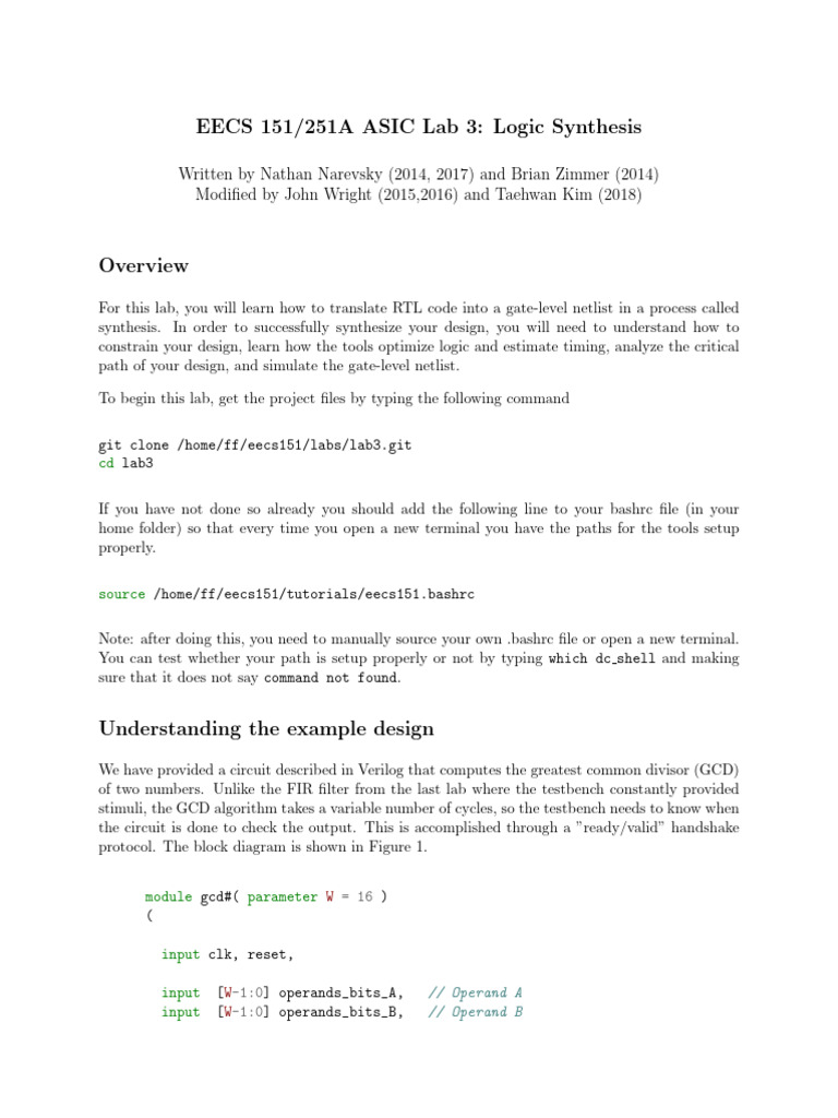 Lab3_ASIC | PDF | Logic Synthesis | Electronics