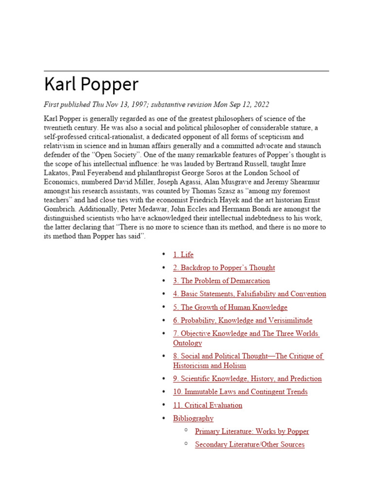 Karl Popper | PDF | Falsifiability | Karl Popper