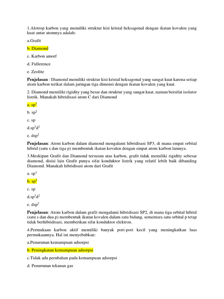 Alotrop Karbon dan Sifatnya dalam Kimia | PDF