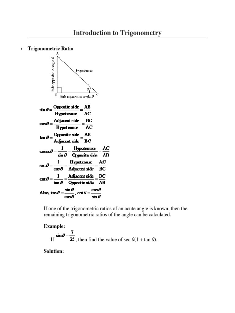 Introduction To Trigonometry Visit | PDF