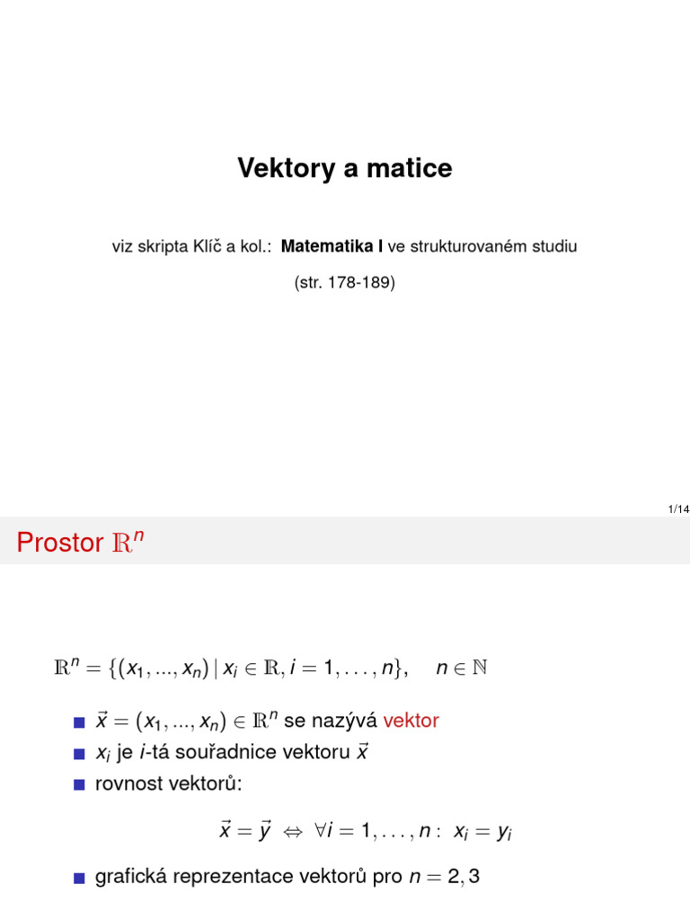 02 Vektory A Matice | PDF