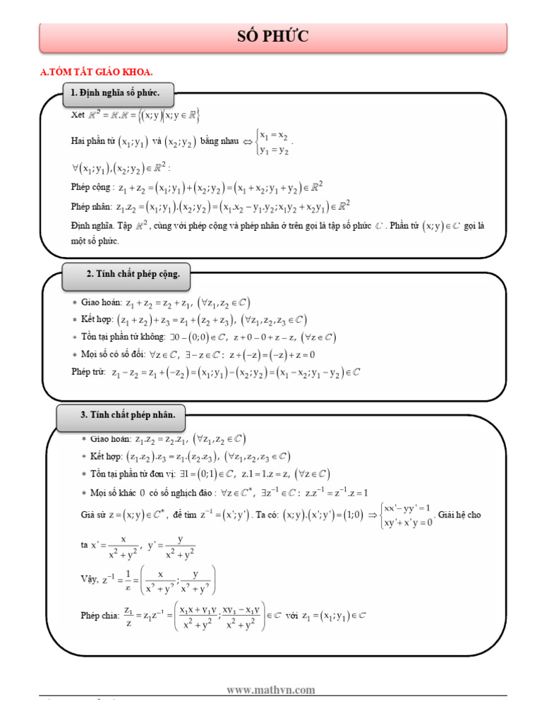 Cac Dang Toan Va Bai Tap So Phuc Co Loi Giai Chi Tiet 1 | PDF