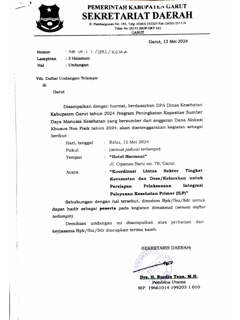 Undangan ILP Dinkes | PDF