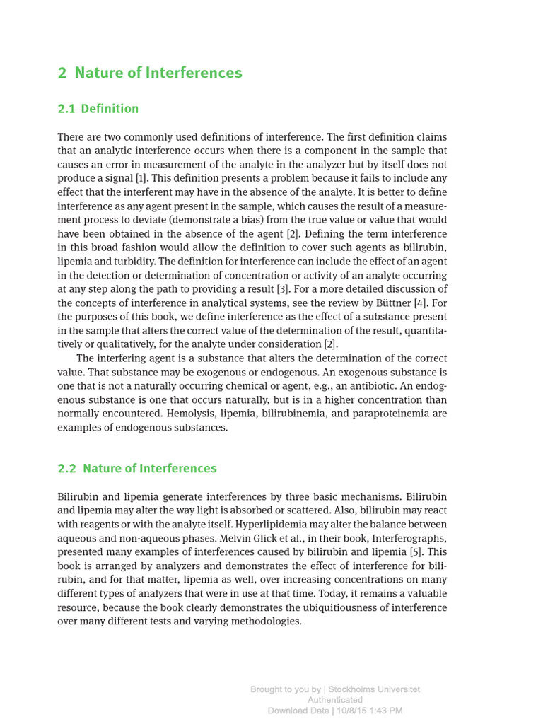 Endogenous Interferences in Clinical Lab | PDF | Spectrophotometry ...