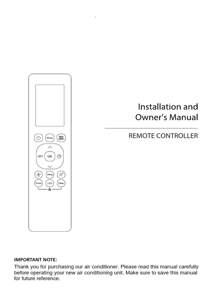 Midea AC Remote Control Manual | PDF | Air Conditioning ...